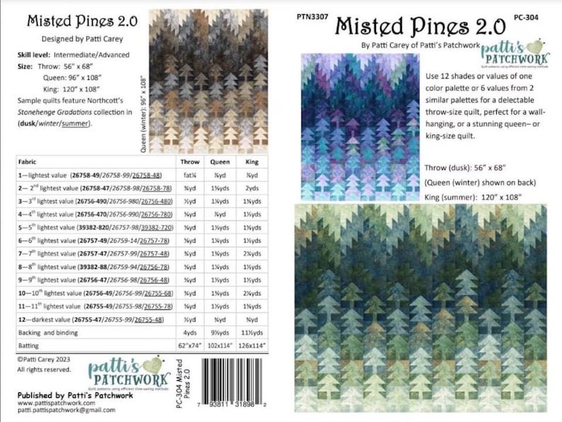 Misted Pines 2.0 Quilt Kit - by Patti’s Patchwork - 3 Sizes Available ...