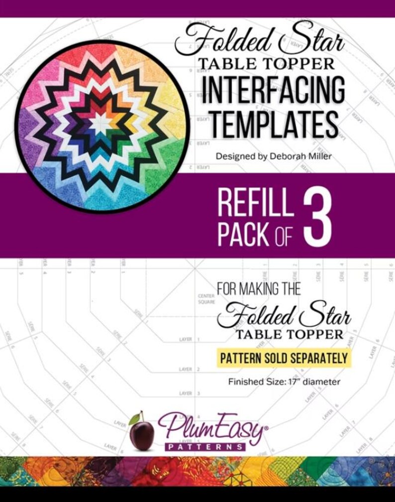 Folded Star Table Topper Interfacing Template - 3pk - 17" Folded Star ...