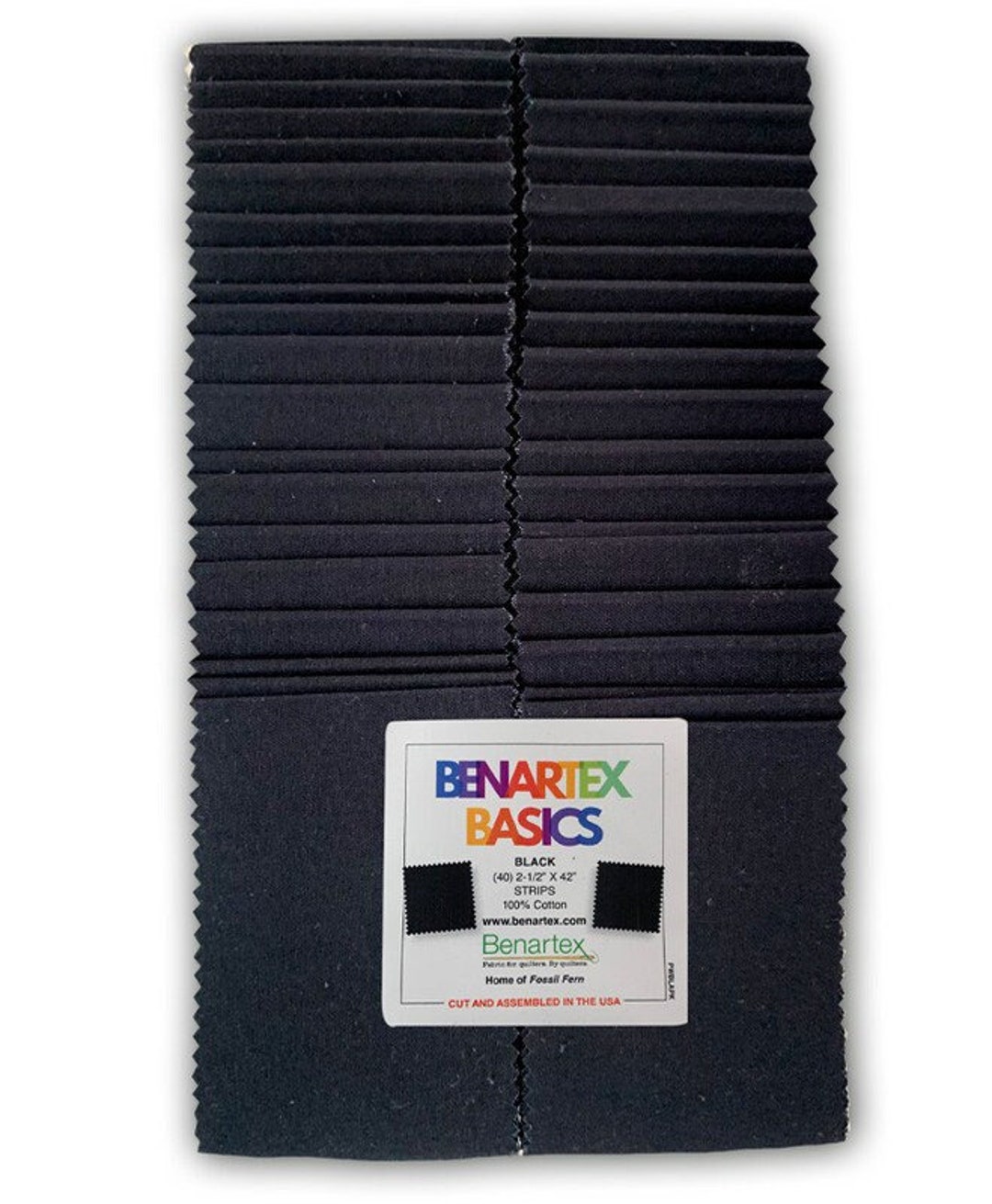 Benartex Basics - Solid Black Pinwheel - Jelly Roll - (40) 2.5" X 42 ...