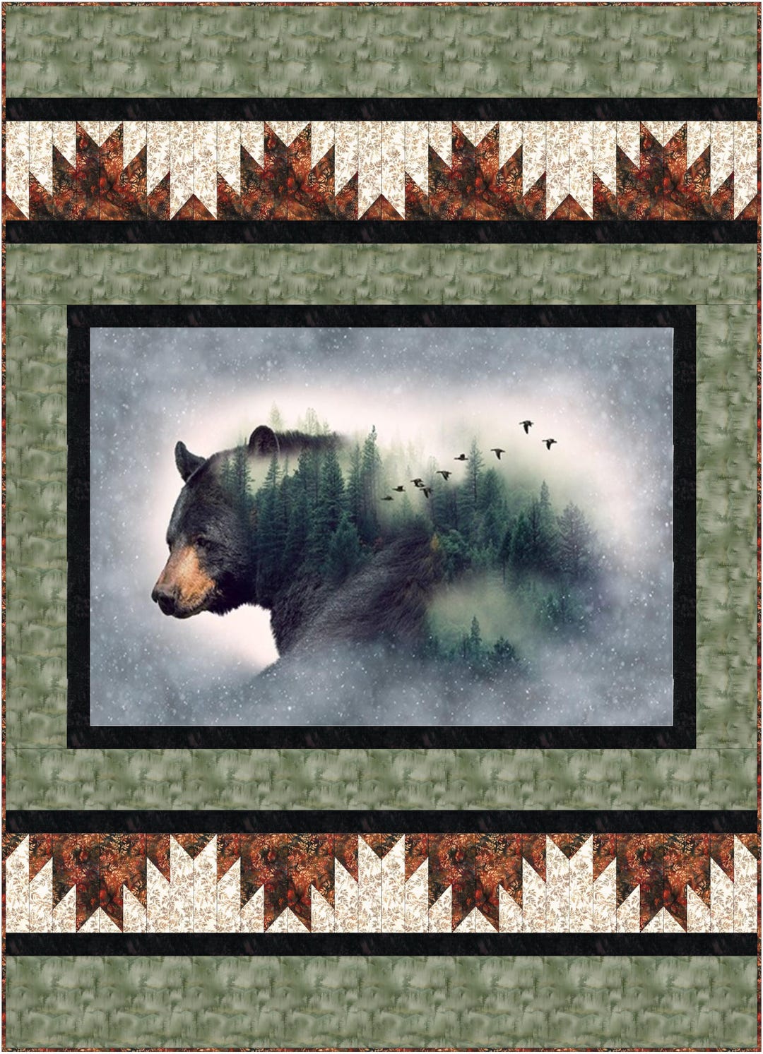 Call of the Wild Forest Bear Quilt Kit - Gathering Quilt Pattern by ...