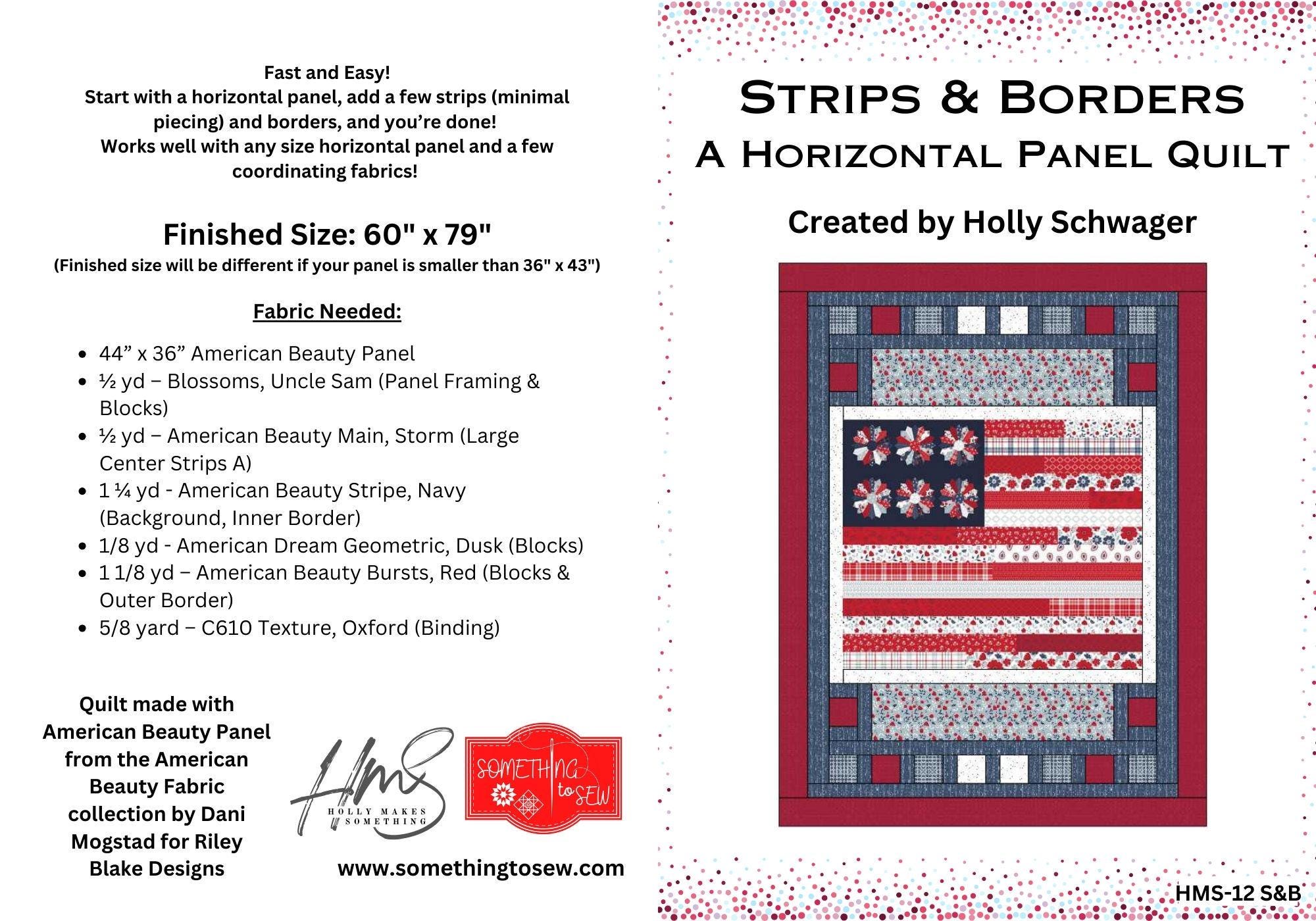 Strips & Borders Horizontal Panel Quilt KIT - Features American Beauty ...