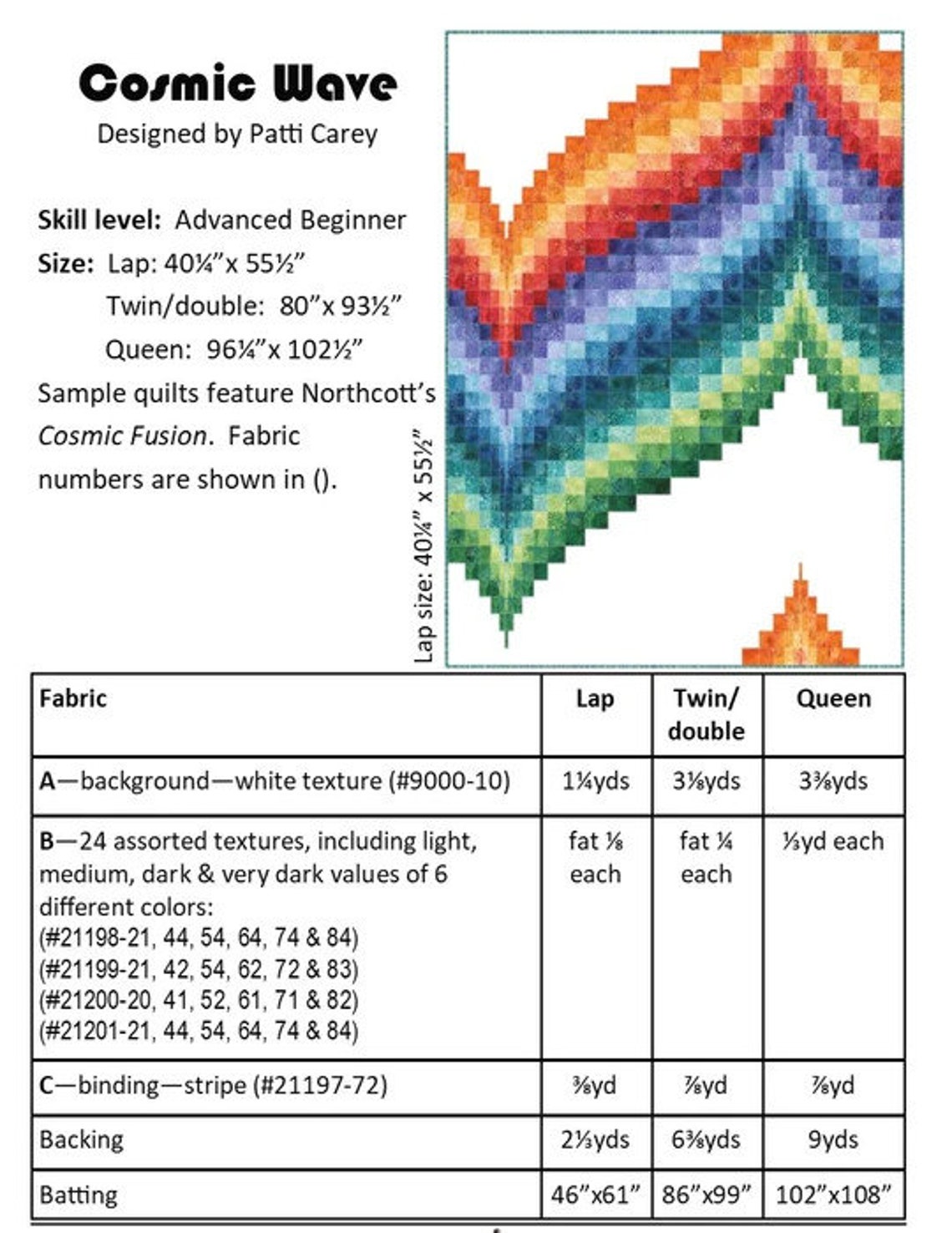 Cosmic Wave Quilt PATTERN by Patti's Patchwork - Etsy