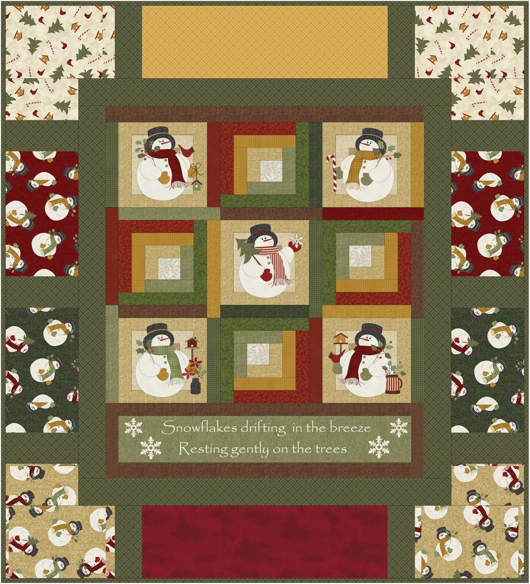 Simple Snowmen Quilt KIT - 57" X 63" - Features 36" Snowballs Panel by ...
