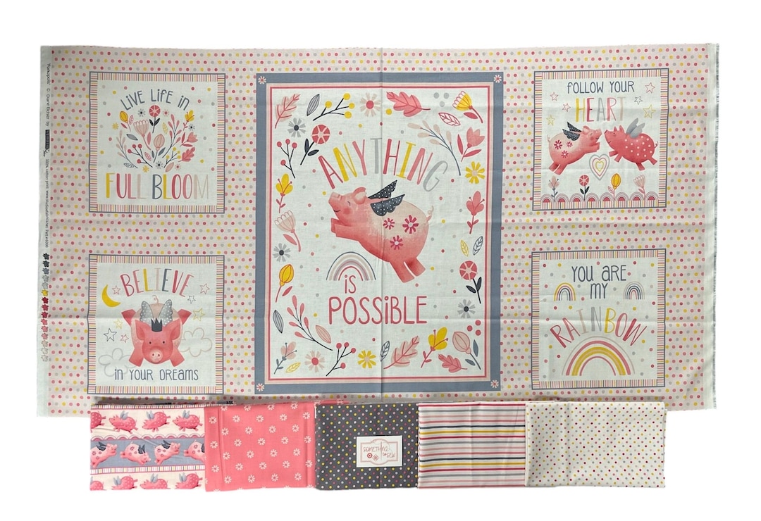 Porkopolis Pigs - HALF YARD Bundle + Panel! - 5 Half Yards + the 24" X ...