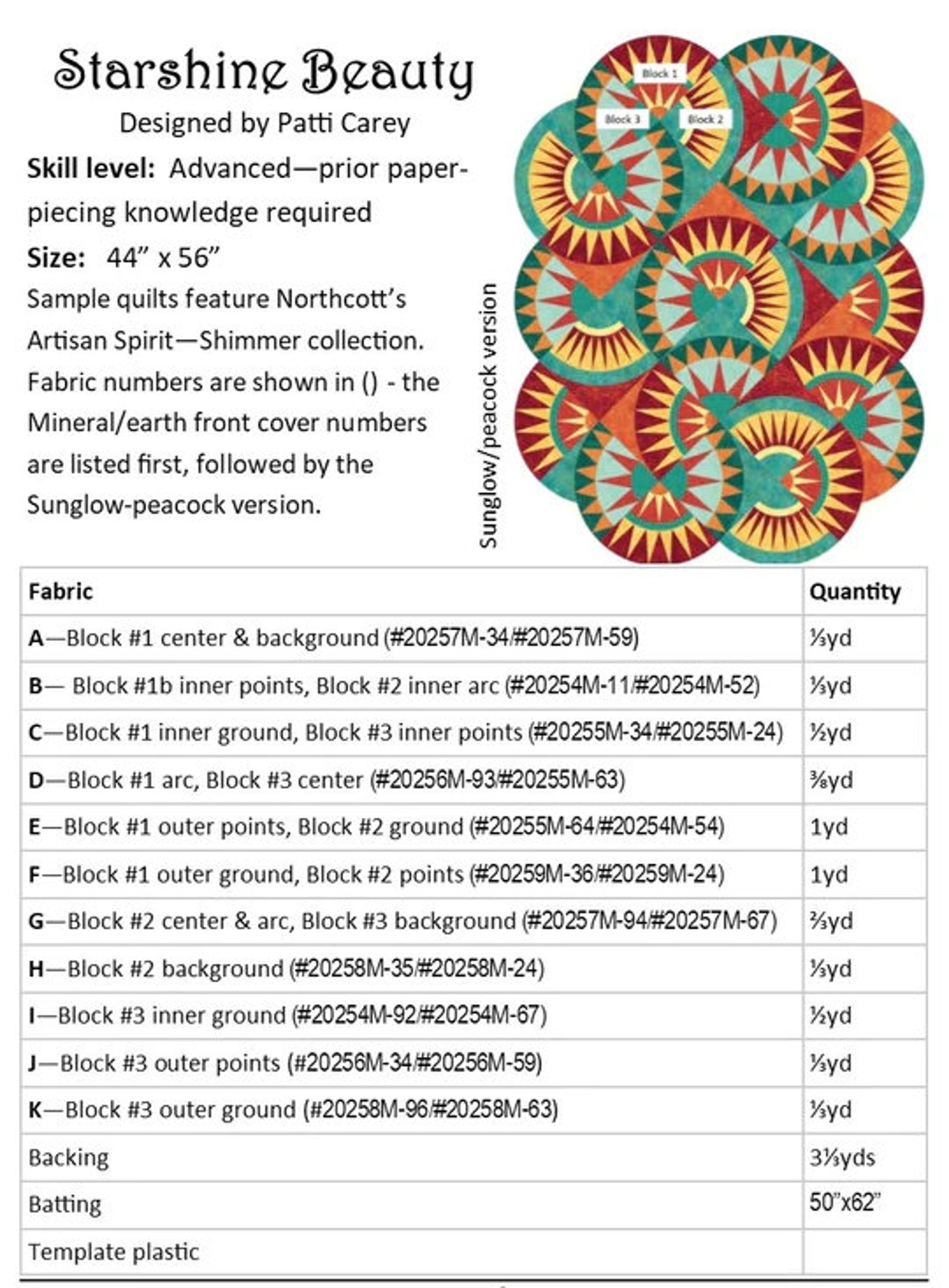 Starshine Beauty Quilt PATTERN by Patti's Patchwork - Etsy