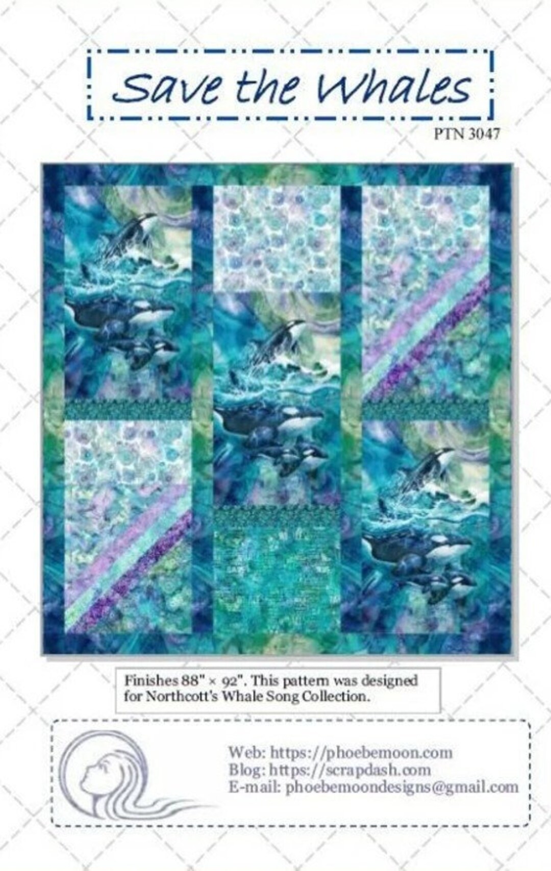 Save the Whales - Quilt PATTERN - by Phoebe Moon - Whale Song Fabric by ...