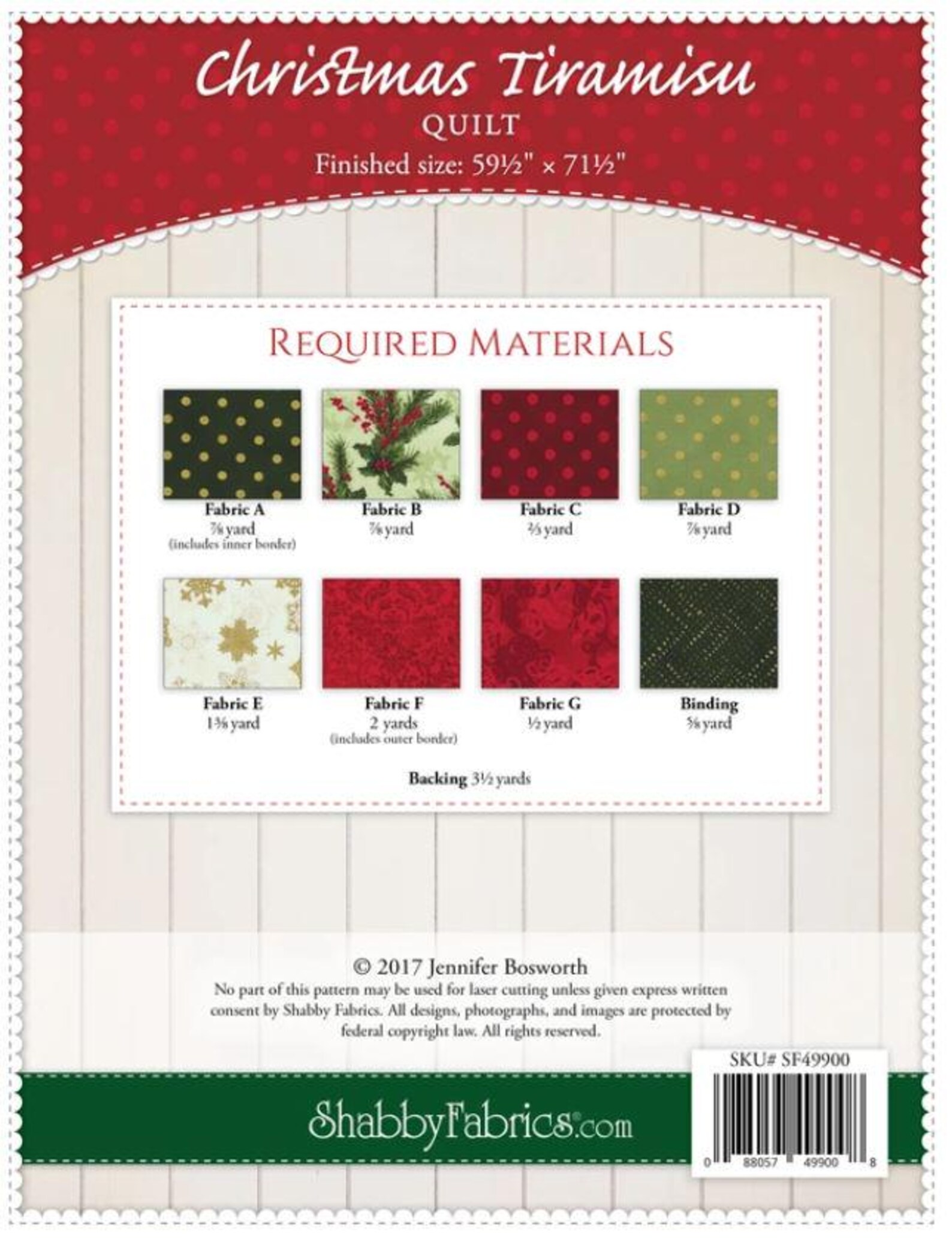 Christmas Tiramisu - Quilt PATTERN - by Jennifer Bosworth for Shabby ...