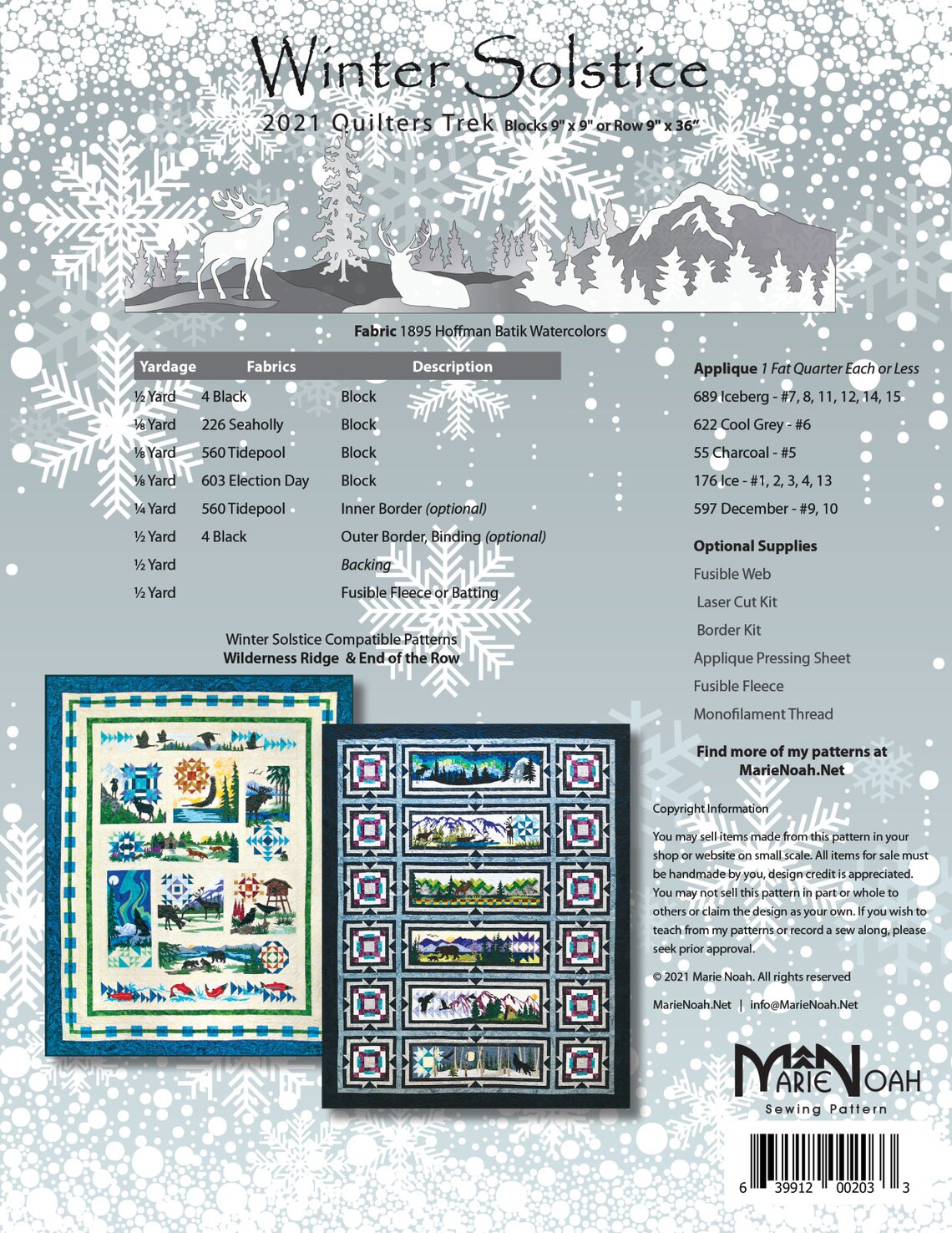 Winter Solstice PATTERN - by Marie Noah at Northern Threads - Mountains ...
