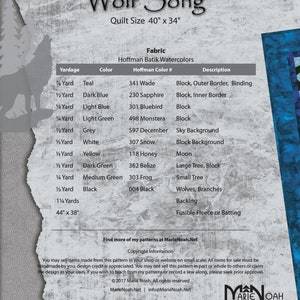 Wolf Song PATTERN - by Marie Noah at Northern Threads - Finished Size ...