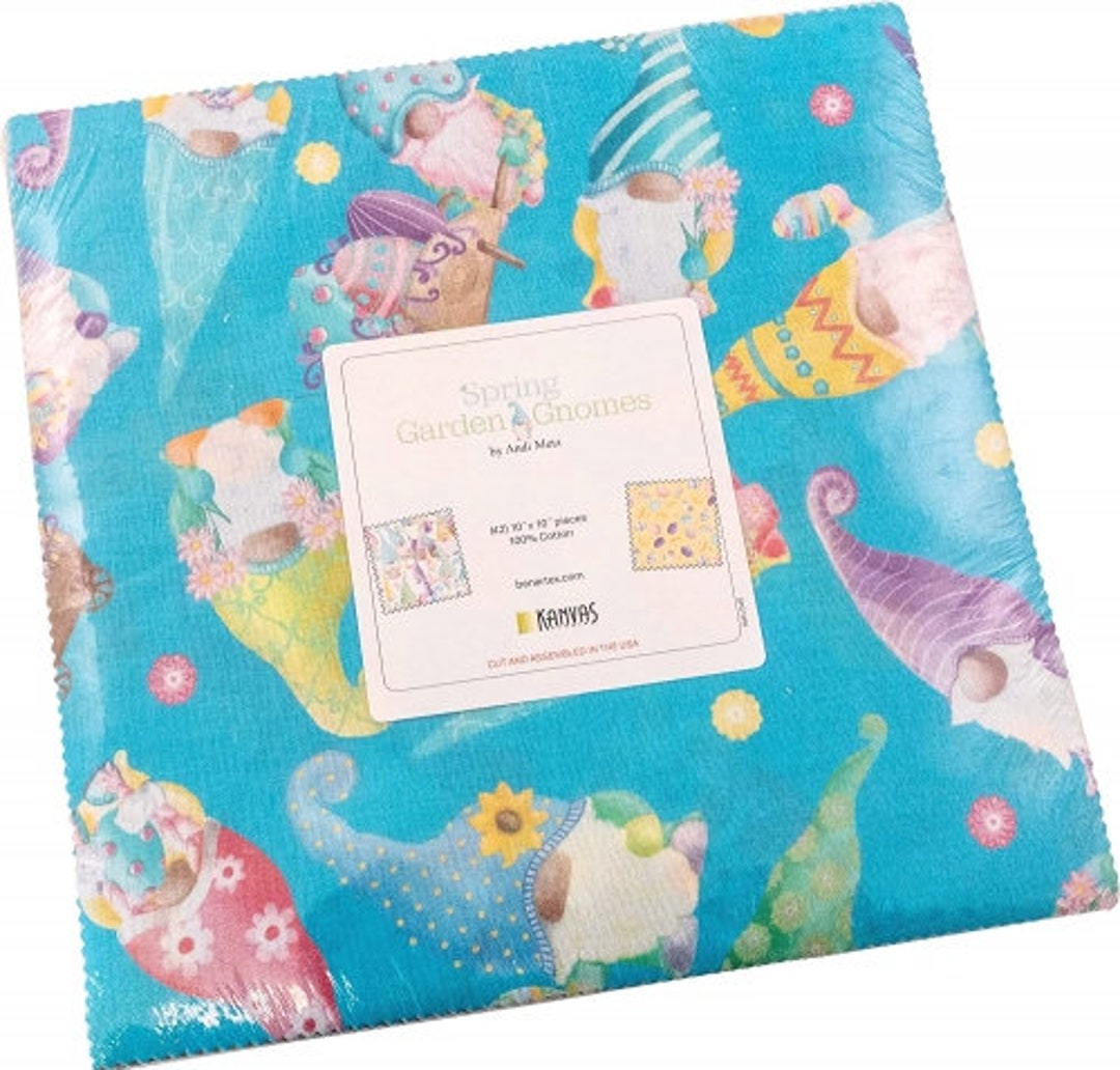 Spring Garden Gnomes - Layer Cake - Stacker - (42) 10 Inch Squares - by Kanvas Studio for ...