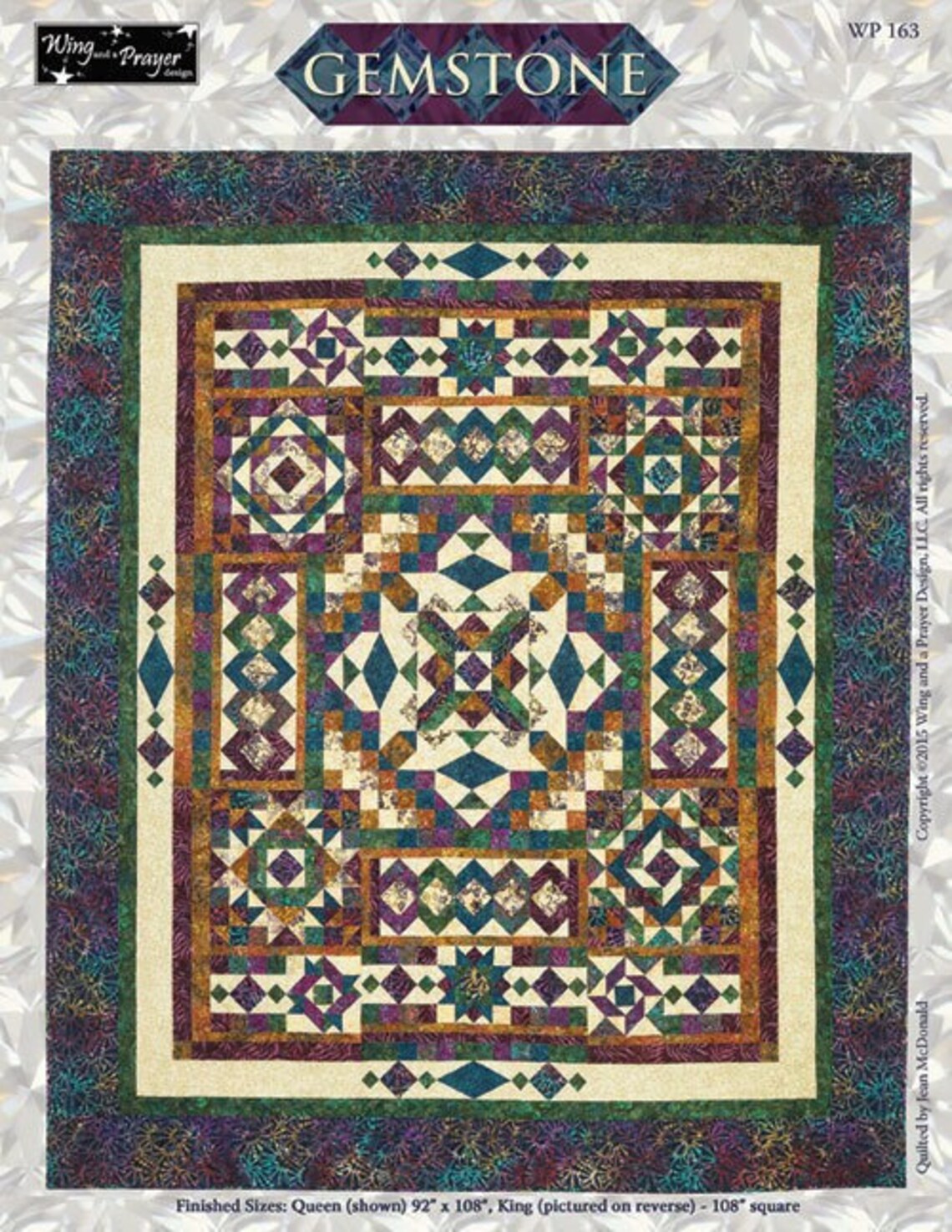 Gemstone - Quilt PATTERN - by Wing and a Prayer - Finished Size- Queen ...