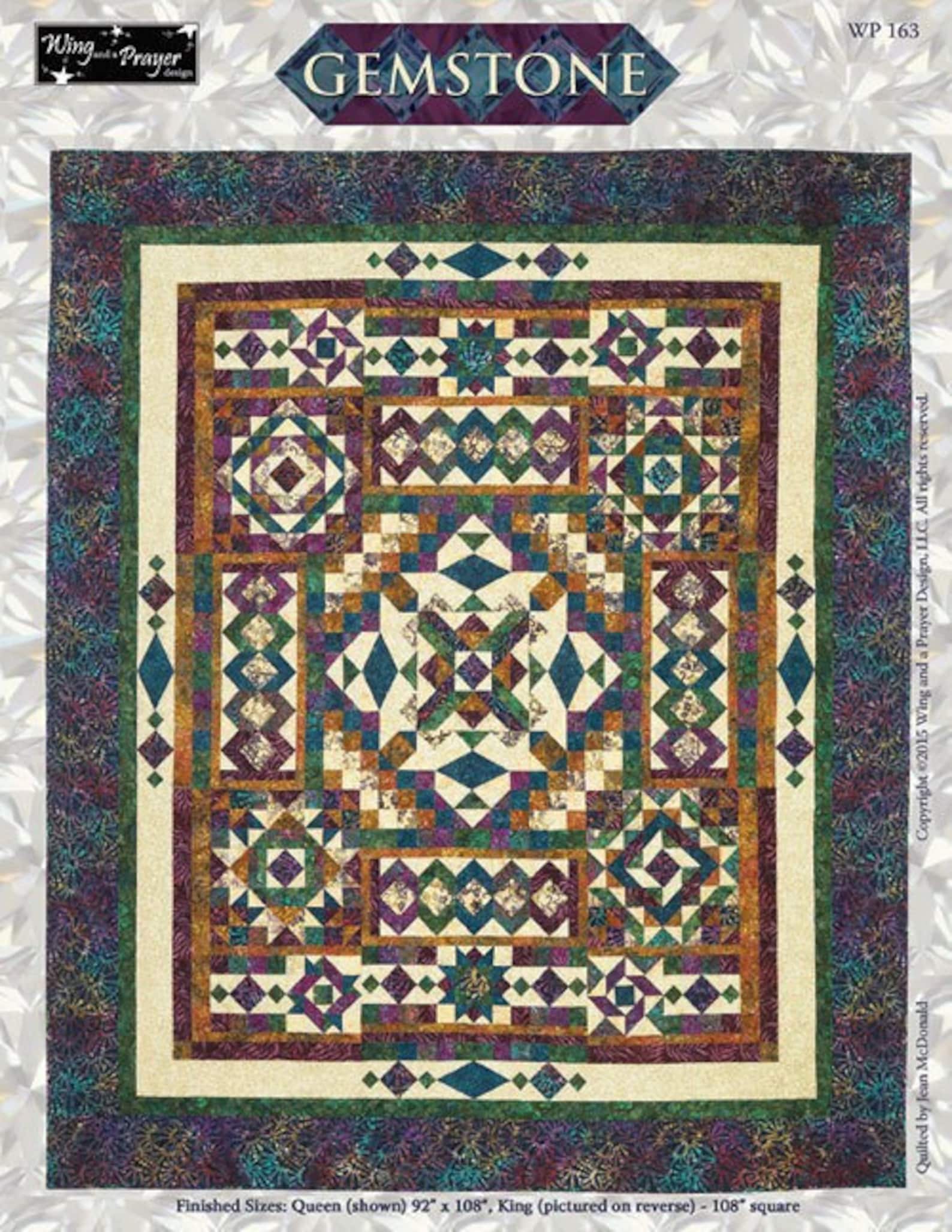 Gemstone - Quilt PATTERN - by Wing and a Prayer - Finished Size- Queen ...