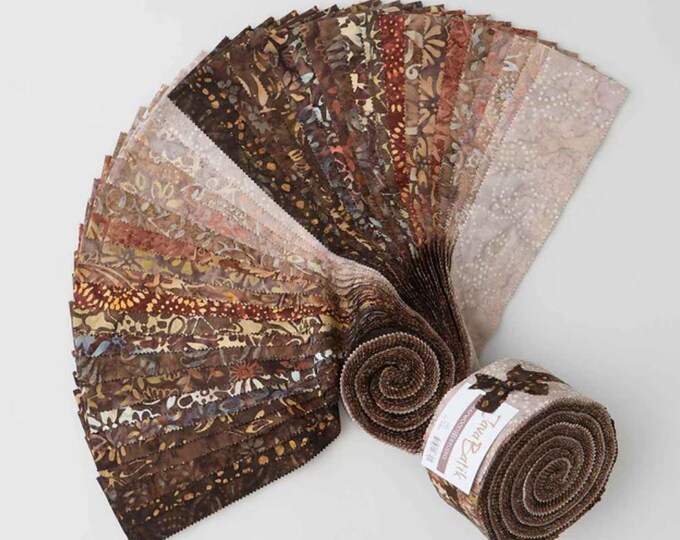 Java Batiks Coffee Strips - Jelly Roll - (40) 2.5" Strips - by Maywood Studios - Shades of Brown ...