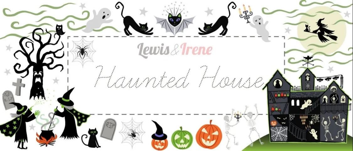 Haunted House - Double Edge Border Print - per Yard - by Lewis & Irene ...