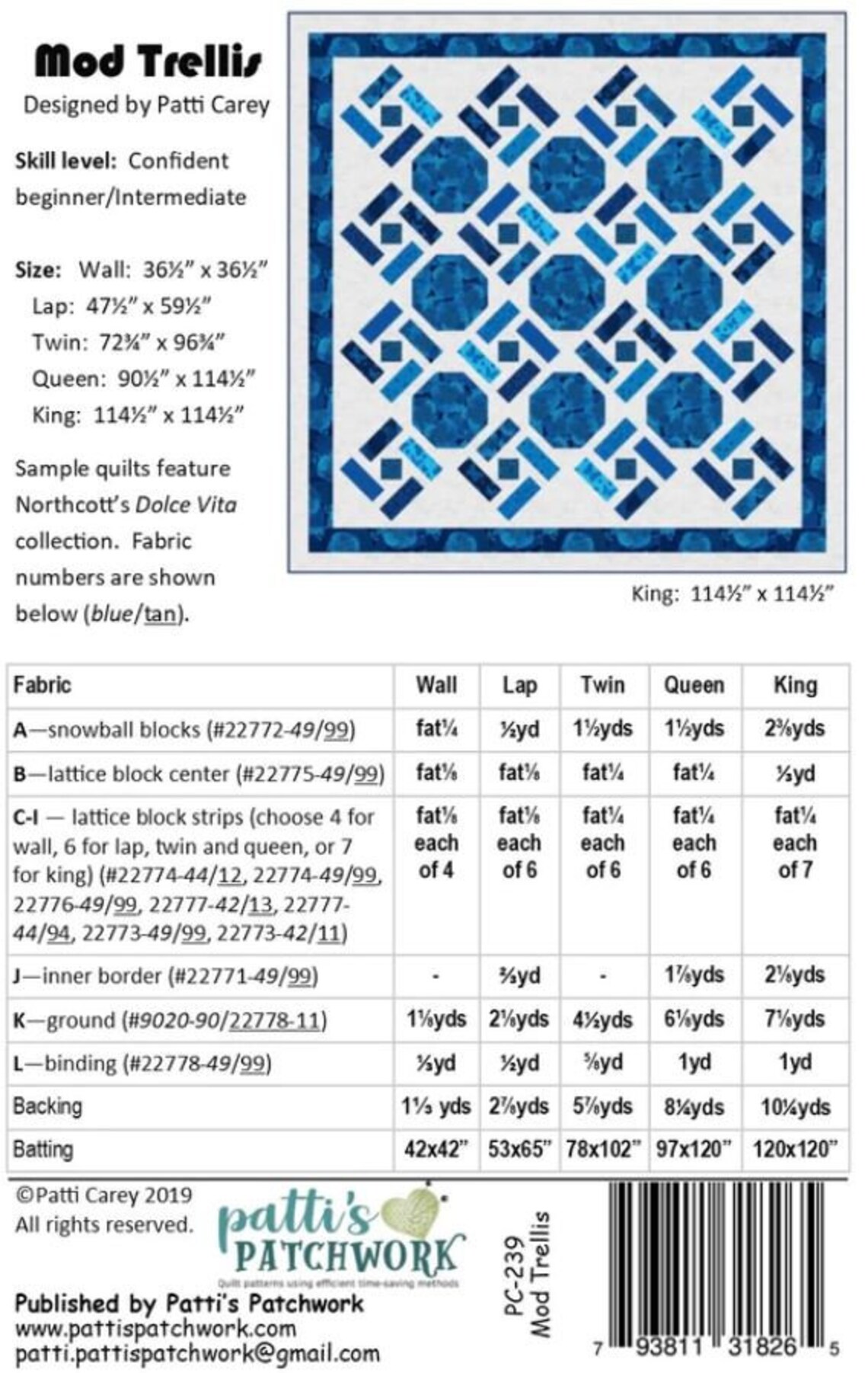 Mod Trellis Quilt PATTERN by Patti Carey of Patti's - Etsy