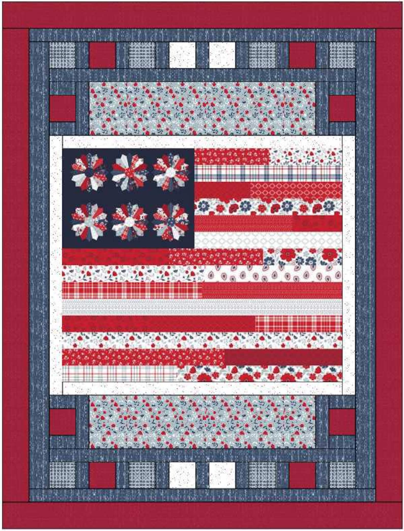 Strips & Borders Horizontal Panel Quilt KIT - Features American Beauty ...