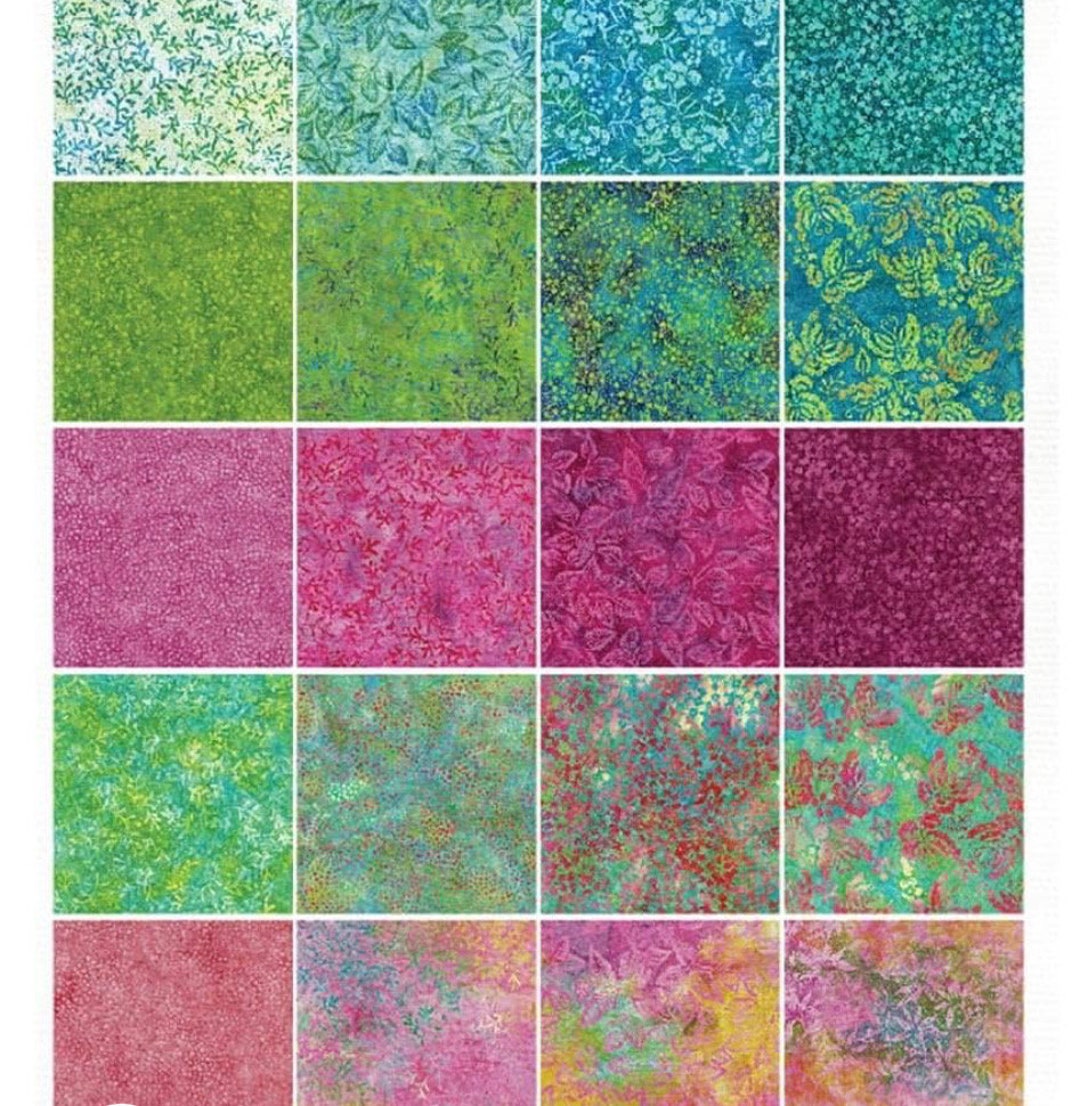 Pin Dot Flora Batiks - Charm Pack - (42) 5" Squares - Stamp Pack - by ...
