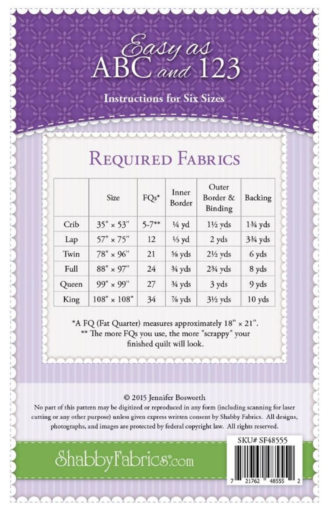 Easy as ABC and 123 Quilt KIT Pattern by Jennifer Bosworth - Etsy