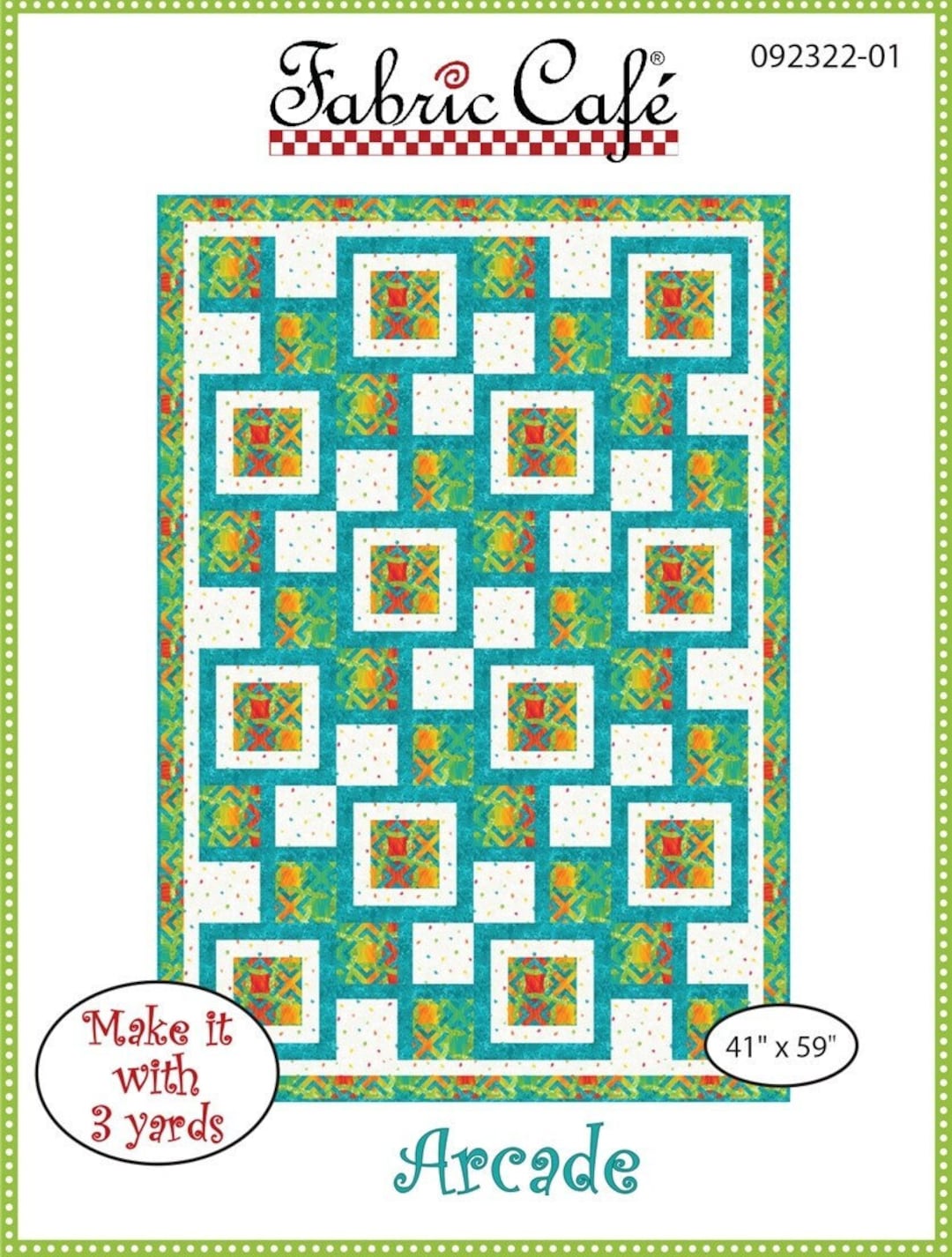 Arcade 3 Yard Quilt Pattern - by Fran Morgan of Fabric Cafe - 092322 - Etsy