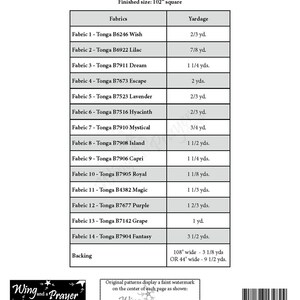 Fantasy - Quilt PATTERN - by Wing and a Prayer - 102" X 102" - WP 214 ...