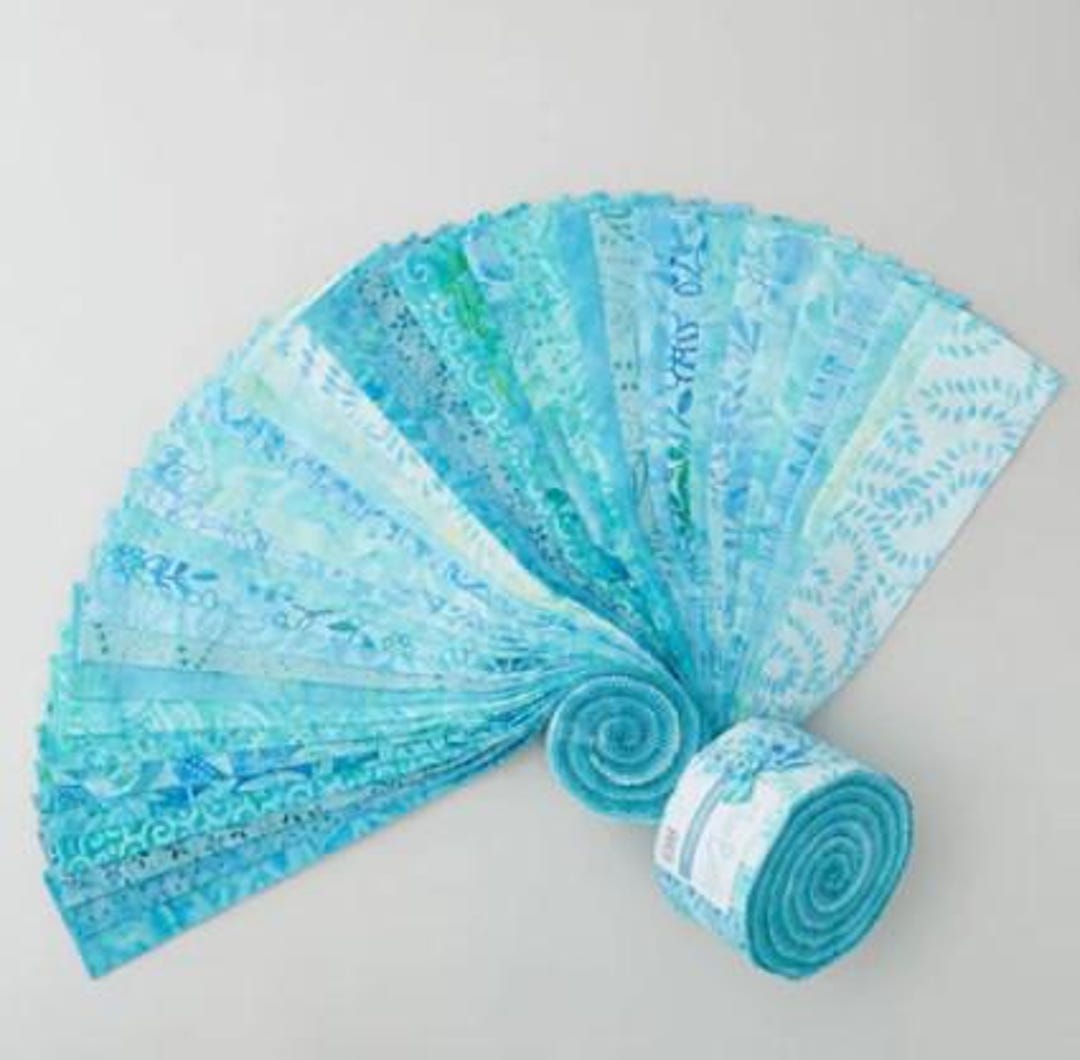 Java Batiks Soft Teal Strips - Jelly Roll - (40) 2.5" Strips - by Maywood Studios - Shades of ...