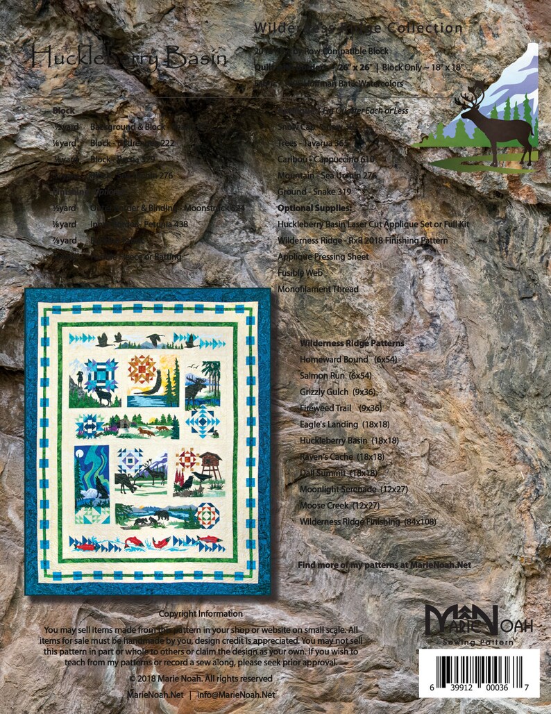 Huckleberry Basin PATTERN - by Marie Noah at Northern Threads - 2018 ...