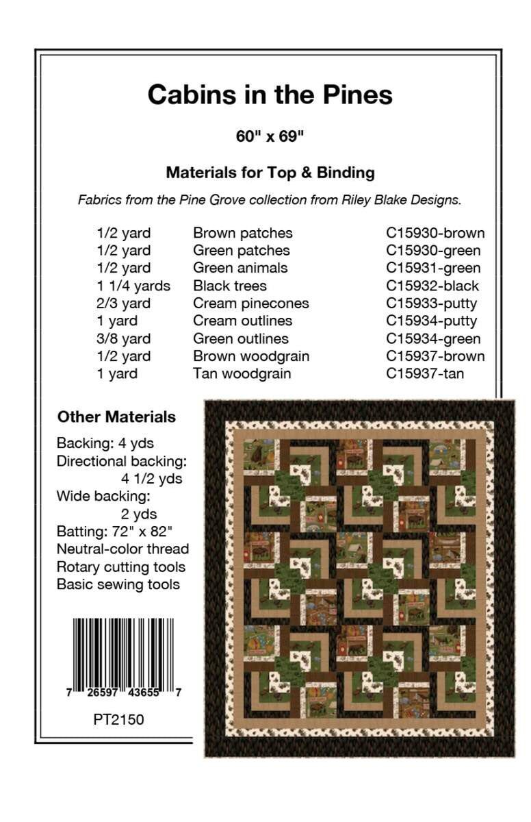 Cabin in the Pines - Quilt PATTERN - Pine Tree Country Quilts - 60" X ...