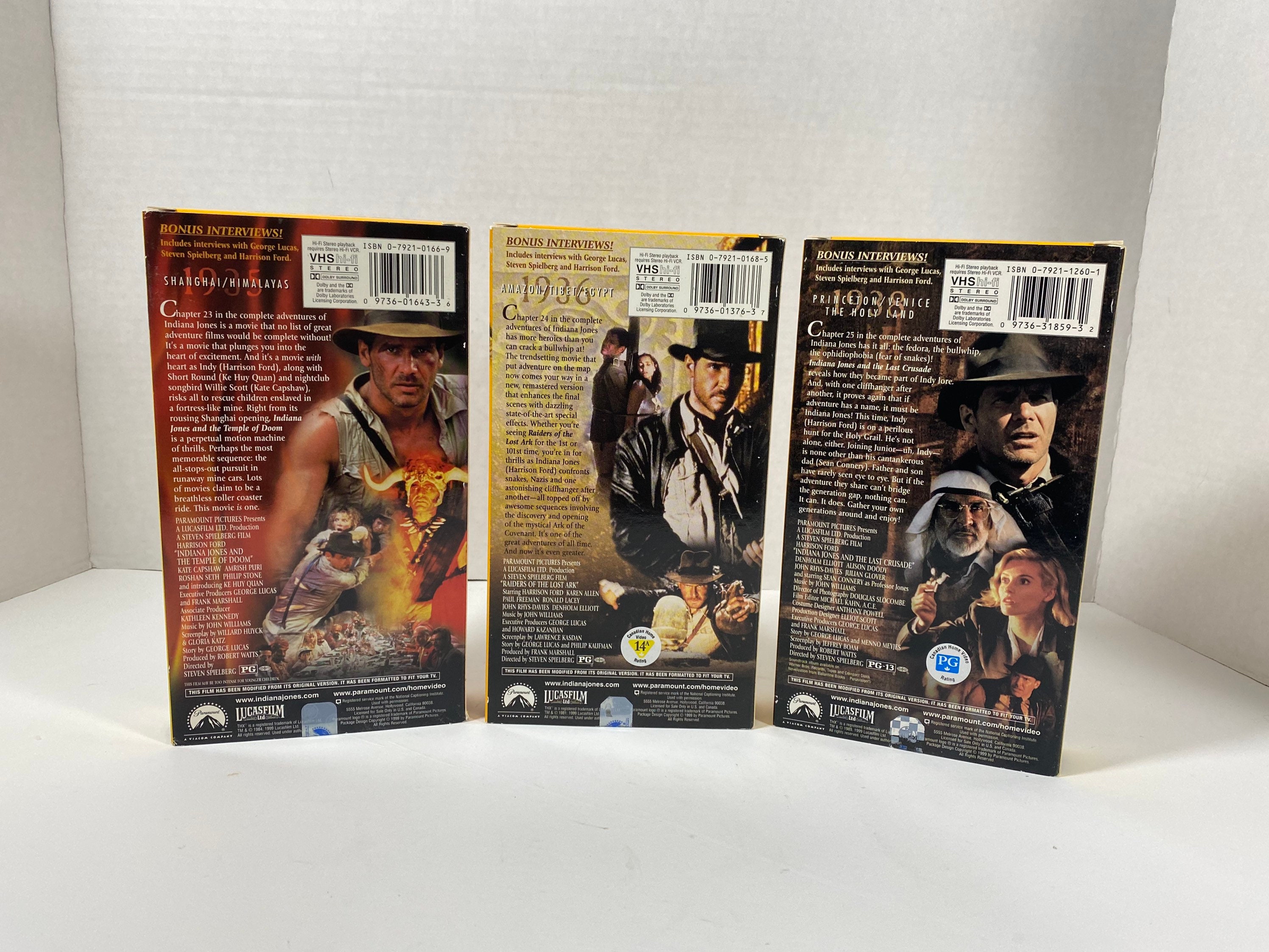 Vintage 1980s Indiana Jones Trilogy VHS Starring: Harrison - Etsy