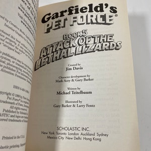 Vintage 1999 Garfields Pet Force-attack of the Lethal Lizards Book 5 ...