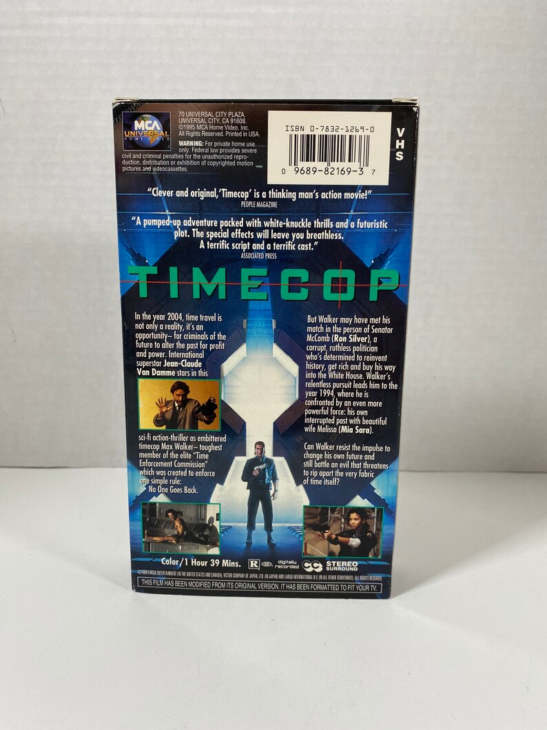 Vintage 1995 Time Cop VHS Video Tape Starring: Jean-claude - Etsy