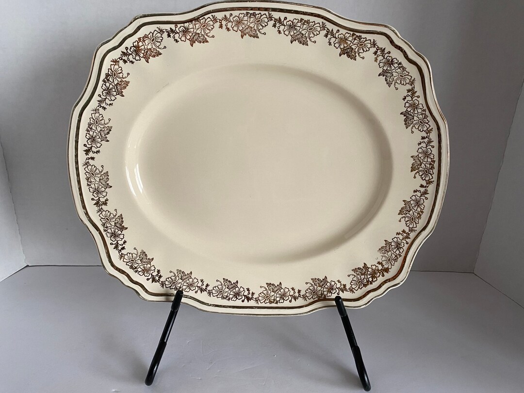 Vintage 1940s Alfred Meakin Golden Astoria Platter With Scalloped Edge ...