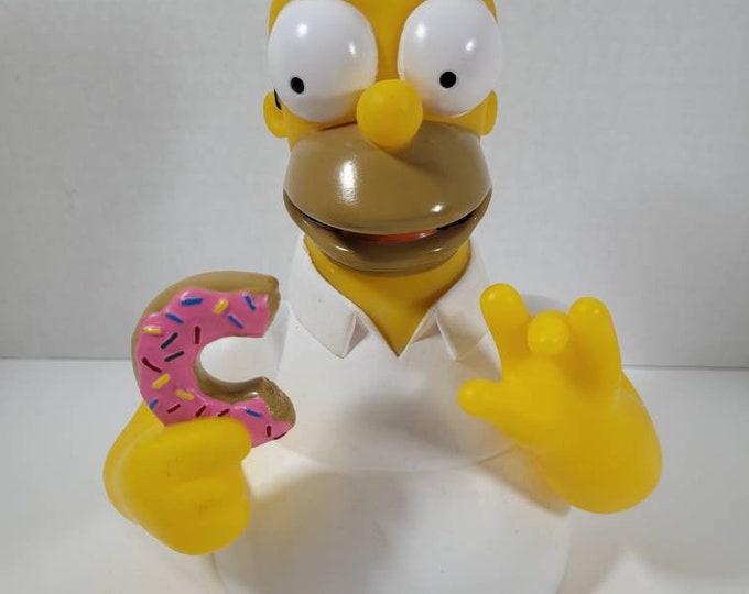 Retro Homer Simpson Piggy Bank With Pink Donut Piggy Bank Over 8" Tall ...