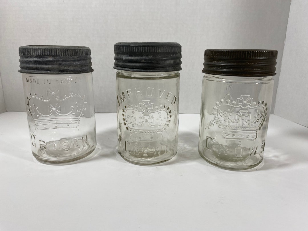 Antique 1930s Crown Mason Jars X 3 Collectible Dominion - Etsy