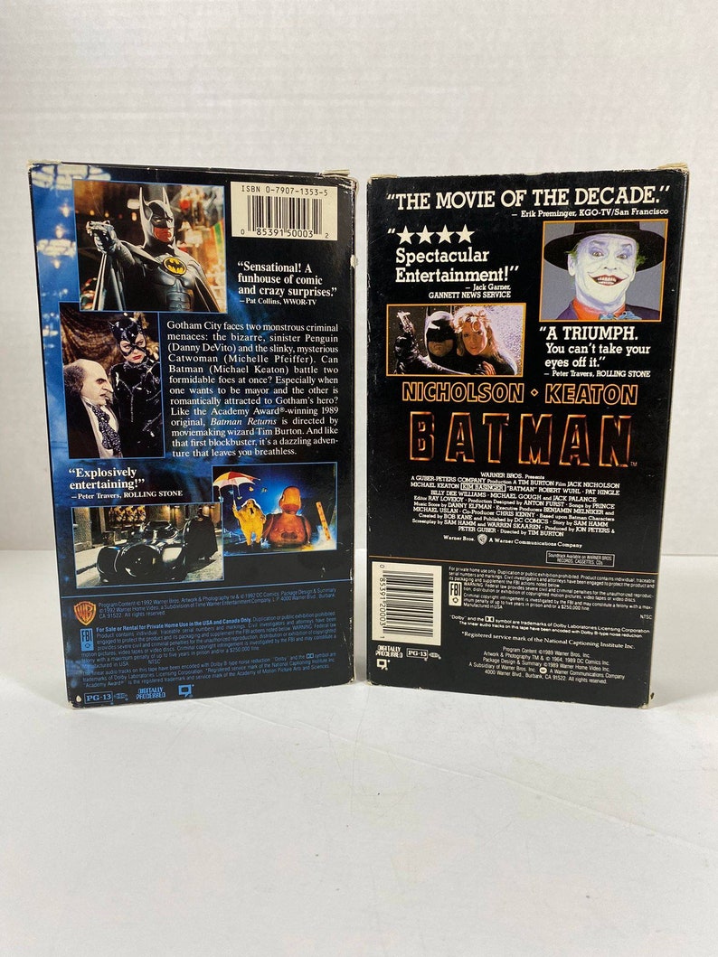 Vintage 1989/1992 Batman & Batman Returns VHS Tape Action - Etsy