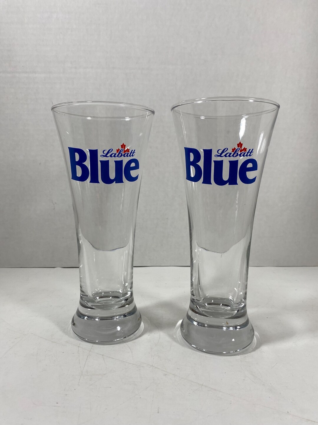 Vintage Labatt Blue Tulip Pint Glasses X 2 Collectible Barware Bar ...