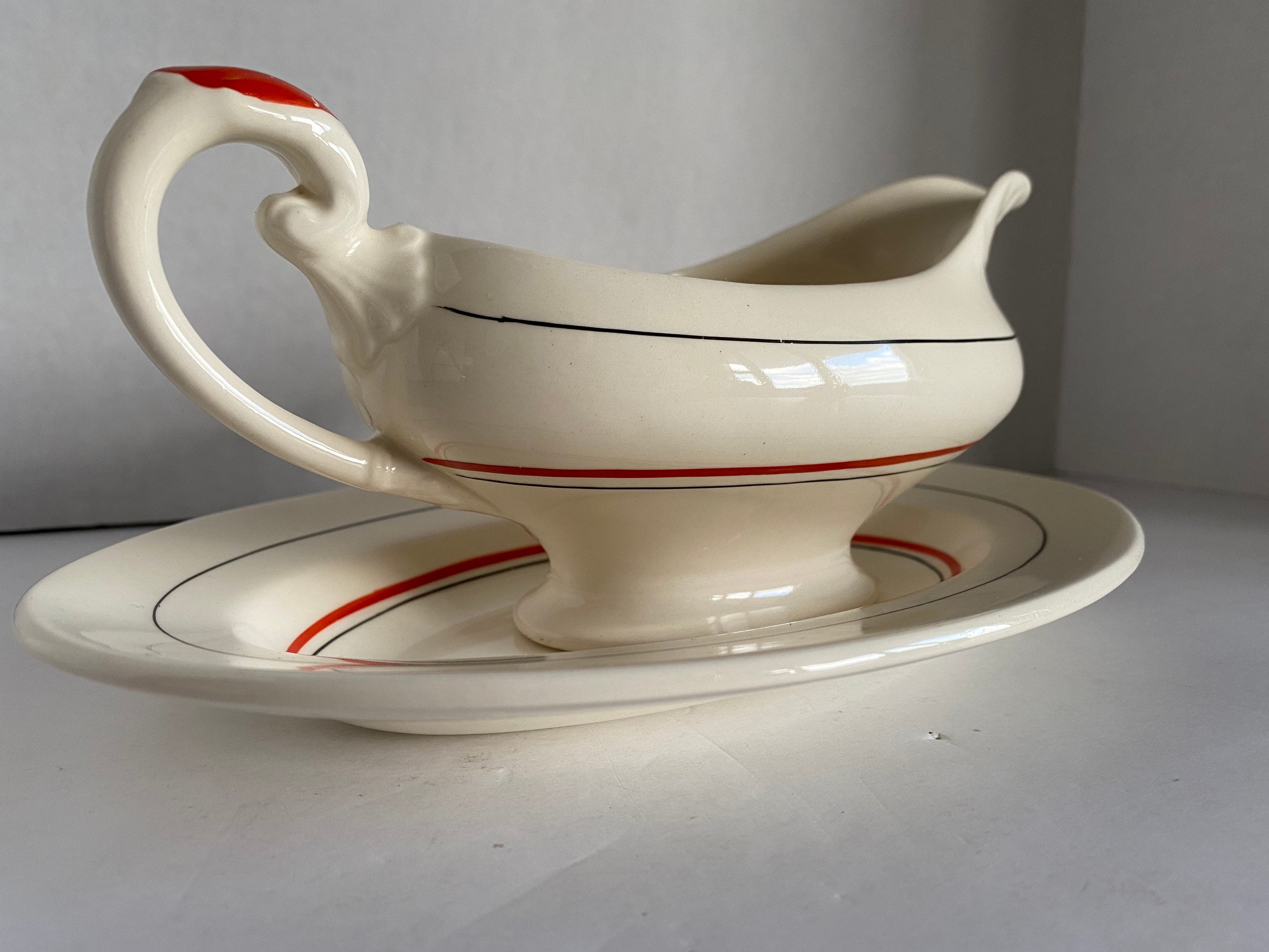 Vintage/antique 1930’s Myott Hand Painted Gravy Boat With Matching ...