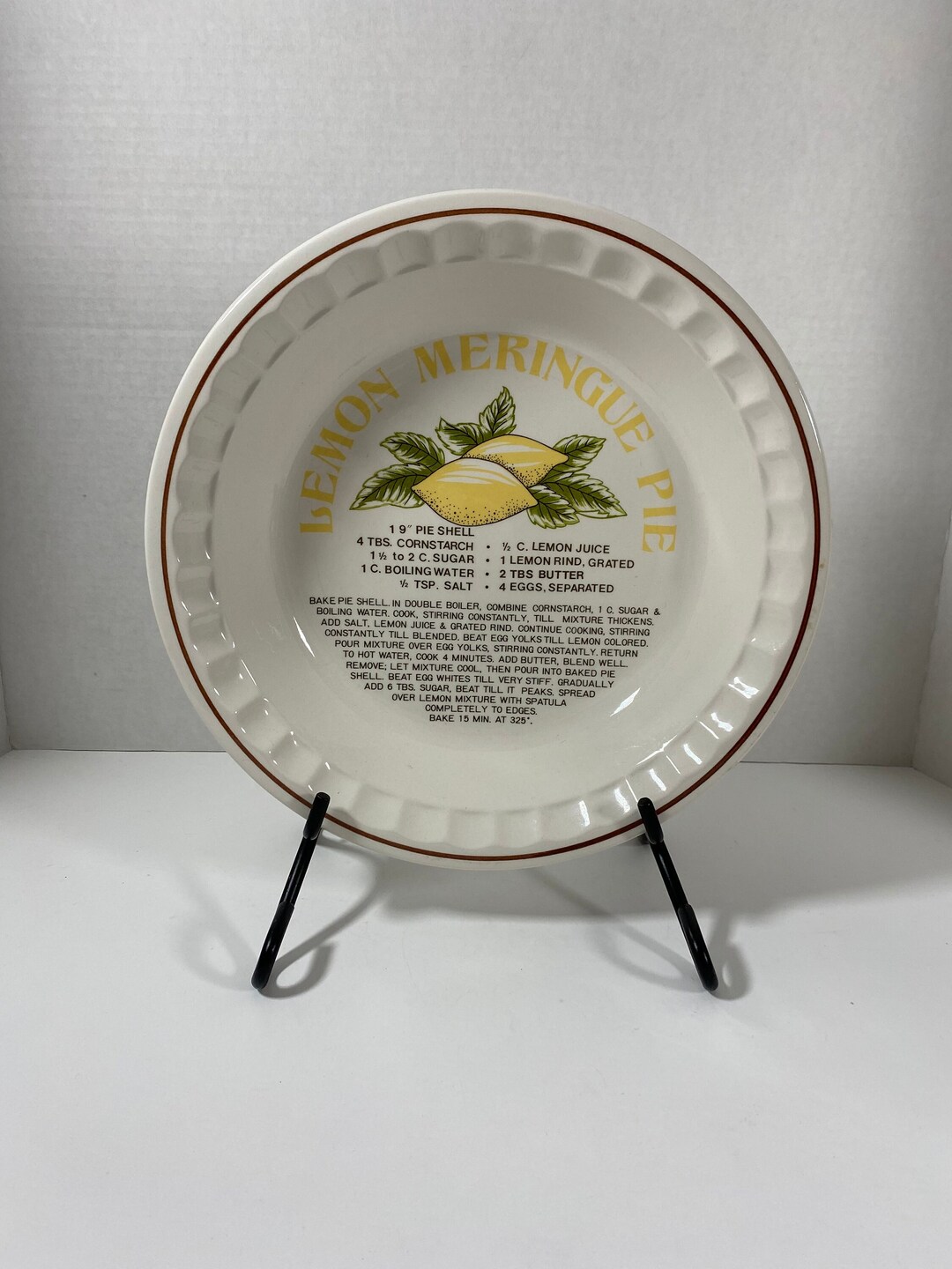 Vintage 1980s Allied Lemon Meringue Pie 10.5 Recipe Pie Plate ...