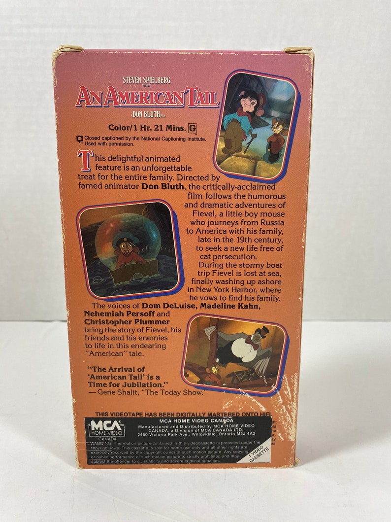 Vintage 1987 an American Tail VHS - Starring the Voices Of: Don Deluise ...