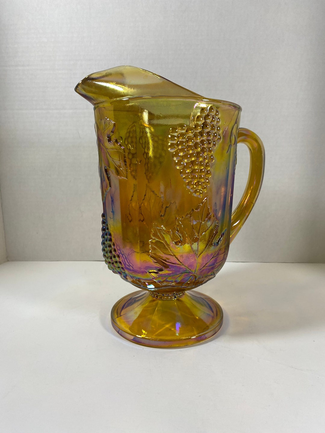 Vintage 1970’s Amber Carnival Harvest Grape Iridescent Glass Pitcher By ...