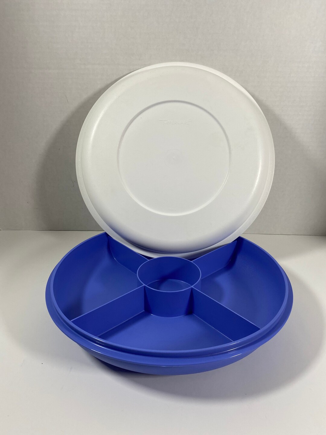 Vintage 1970s Tupperware Blue Divided Vegetable Serving Tray/party ...