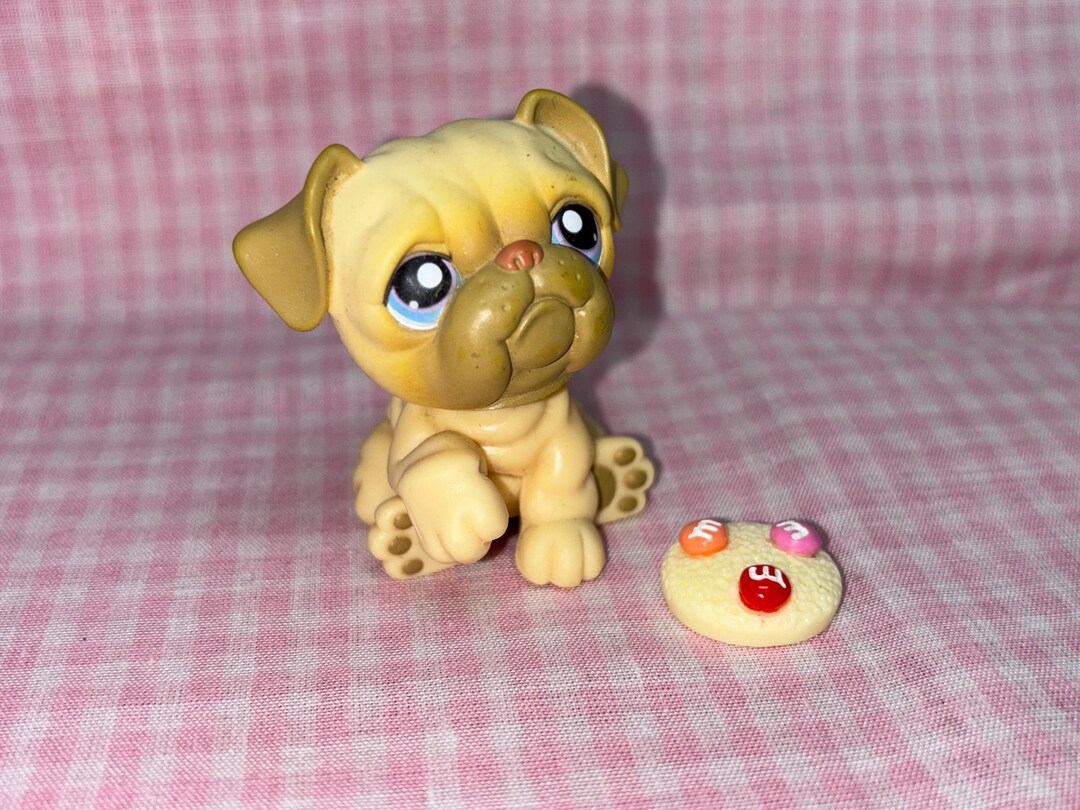 Discontinued Rare LPS Littlest Pet Shop Yellow Bull Dog With Cookie ...