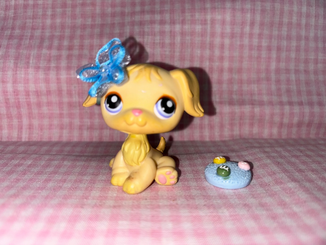 Discontinued LPS Littlest Pet Shop Golden Retriever Dog With Handmade ...