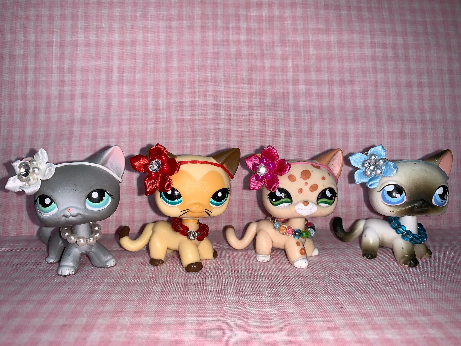 Handmade Littlest Pet Shop LPS 8pc 4 Bows 4 Collars Accessories in Gift ...