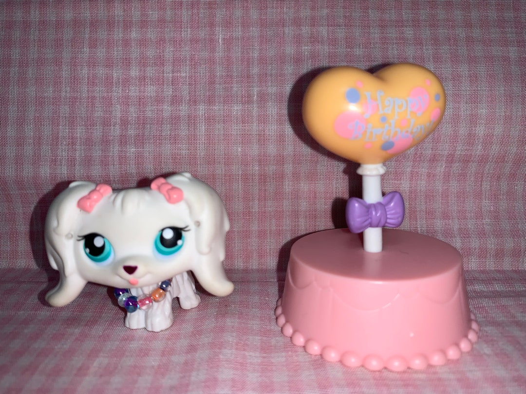 Rare LPS Littlest Pet Shop Cocker Spaniel Dog(pink) With Happy Birthday ...