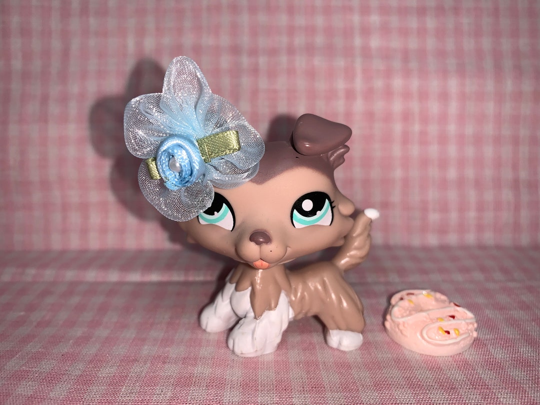 Discontinuous Rare Toy LPS Littlest Pet Shop Collie Dog With Handmade ...
