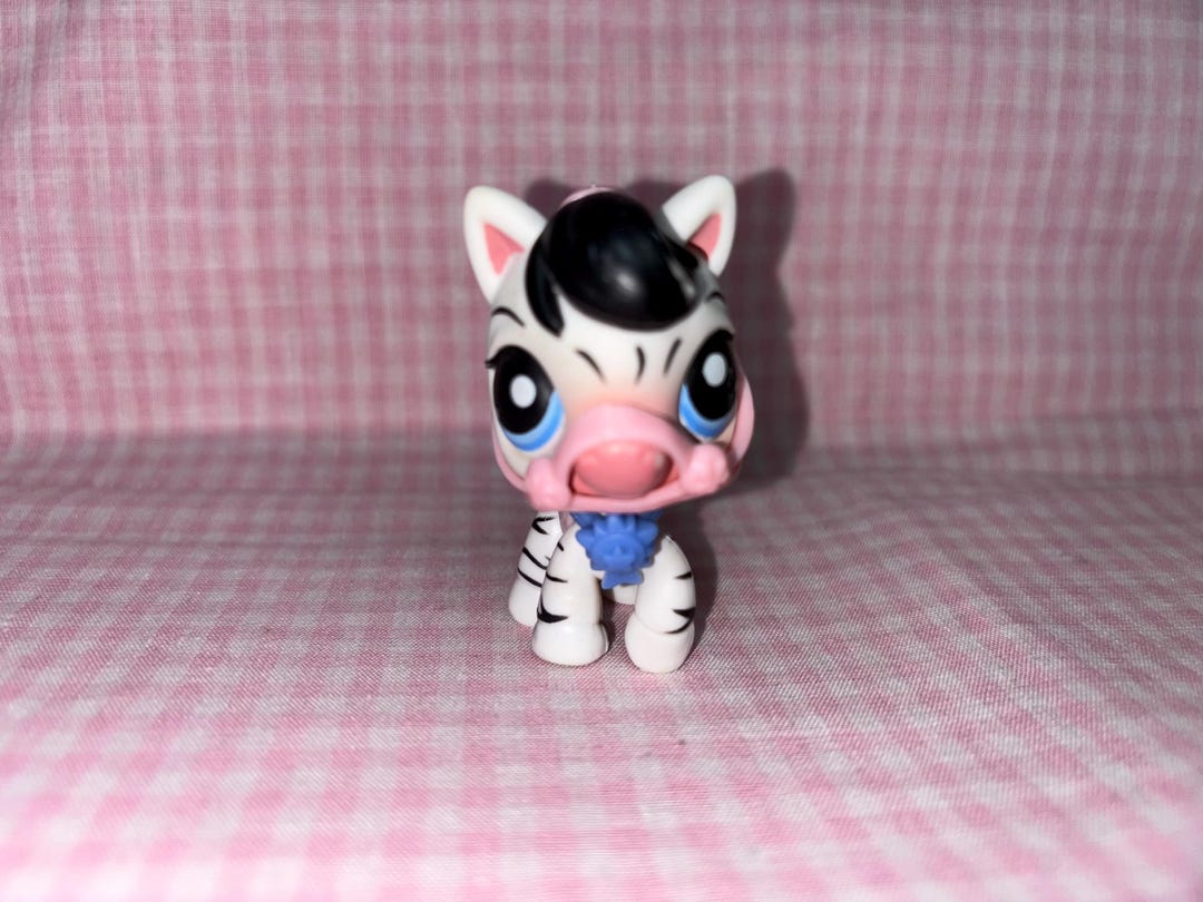 Discontinued Rare LPS Littlest Pet Shop Zebra With Halter Saddle Ribbon ...