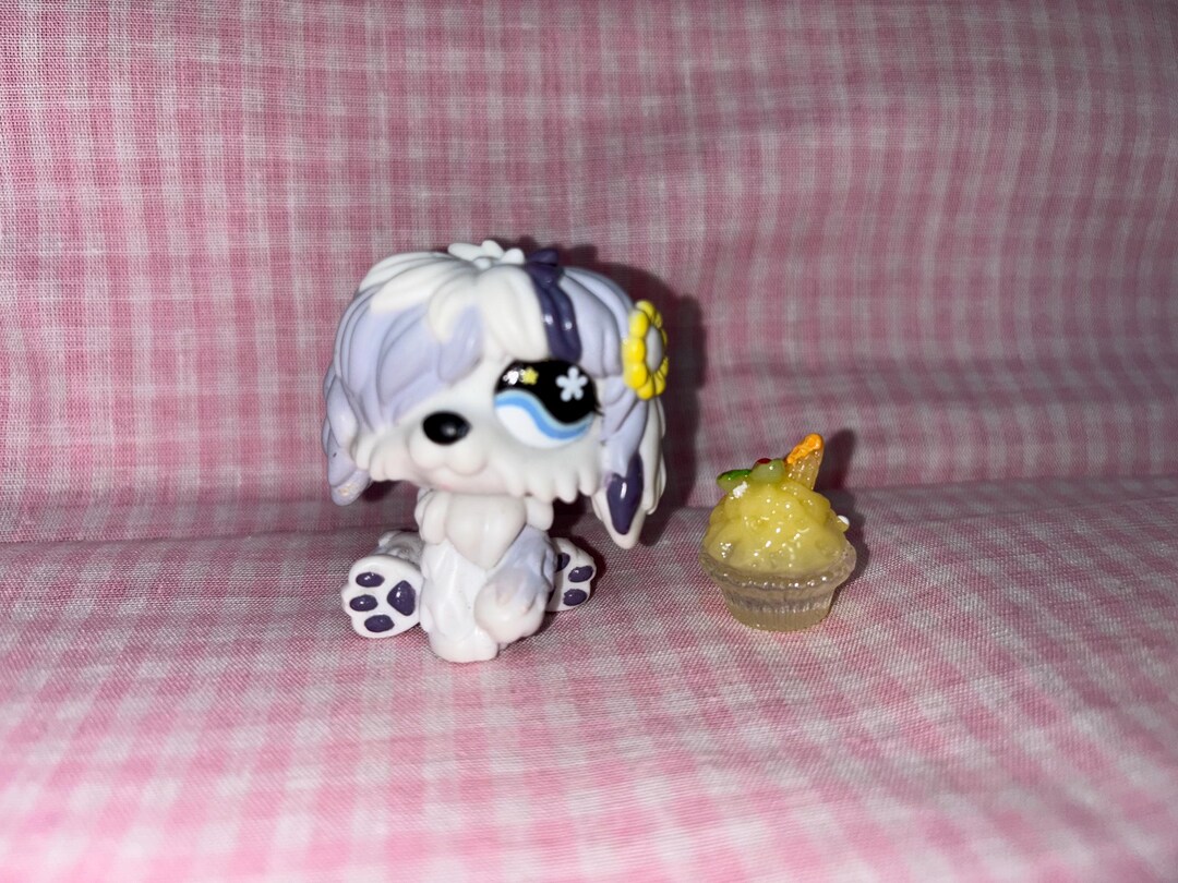 Discontinued Rare LPS Littlest Pet Shop Sheep Dog With Ice Cream (002 ...