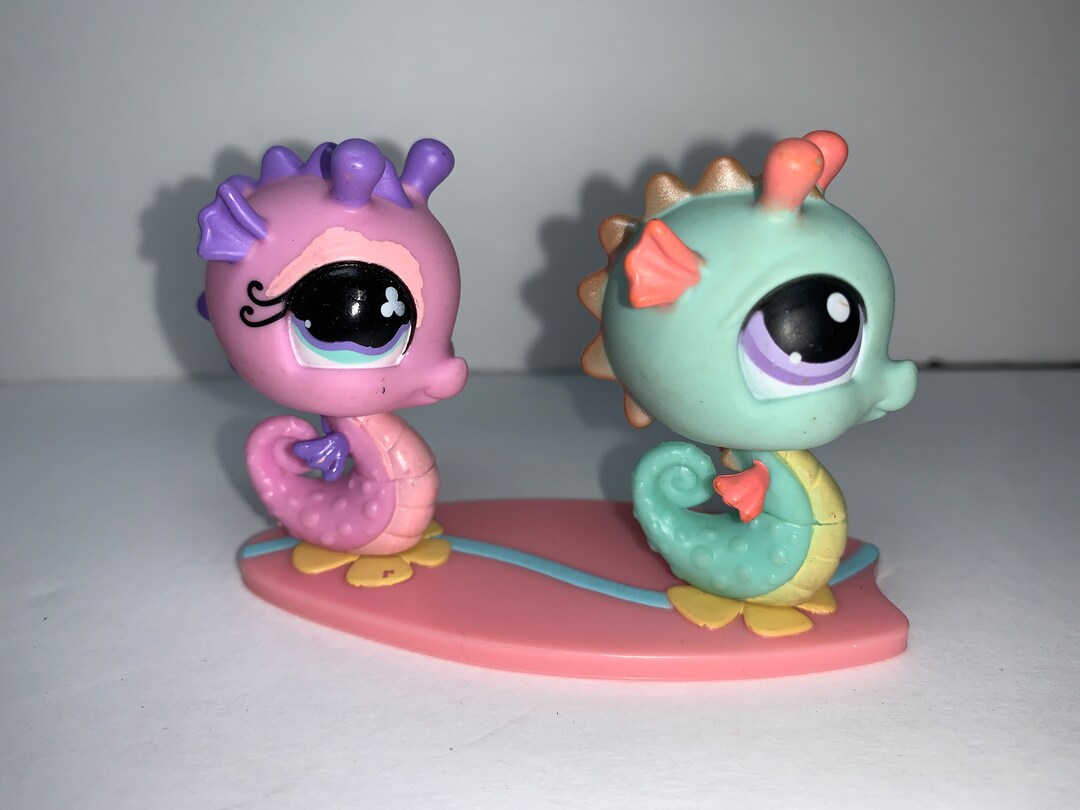 Discontinued Rare Littlest Pet Shop LPS Lot of 2 Twin Seahorses With ...