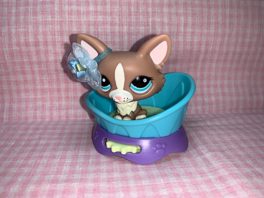 Discontinued Rare Littlest Pet Shop LPS Chihuahua With Handmade Bow ...