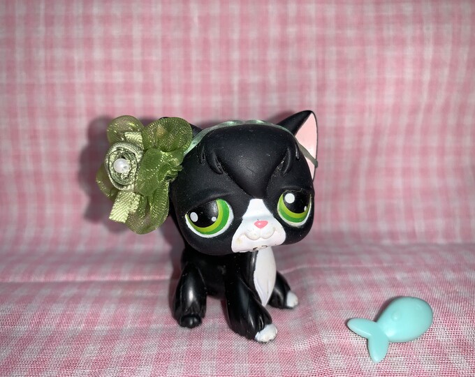 Rare, Discontinued LPS Littlest Pet Shop Tuxedo Angora Cat W/ Handmade ...